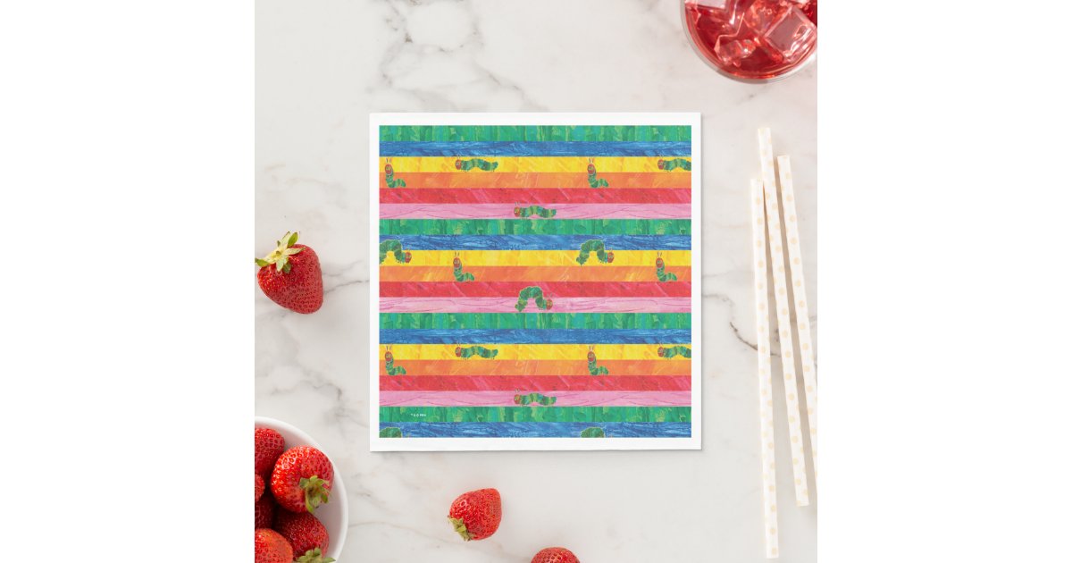 Eric Carle | Caterpillar Rainbow Stripe Pattern Napkins | Zazzle