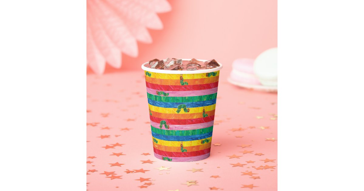 Eric Carle | Caterpillar Rainbow Stripe Pattern Paper Cups | Zazzle