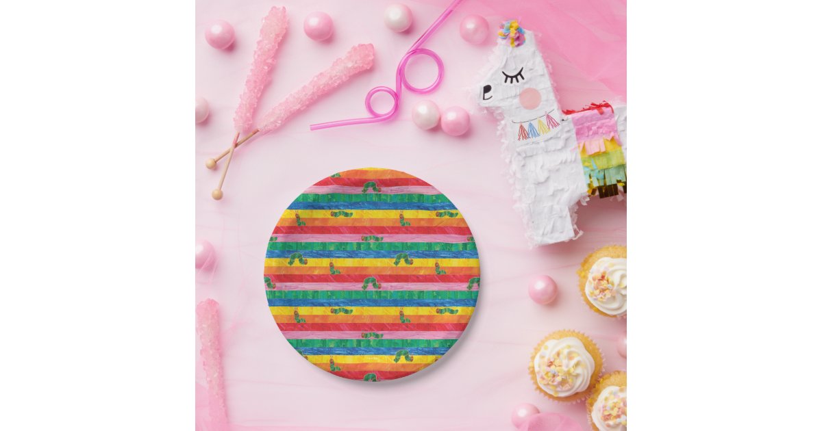 Eric Carle | Caterpillar Rainbow Stripe Pattern Paper Plates | Zazzle