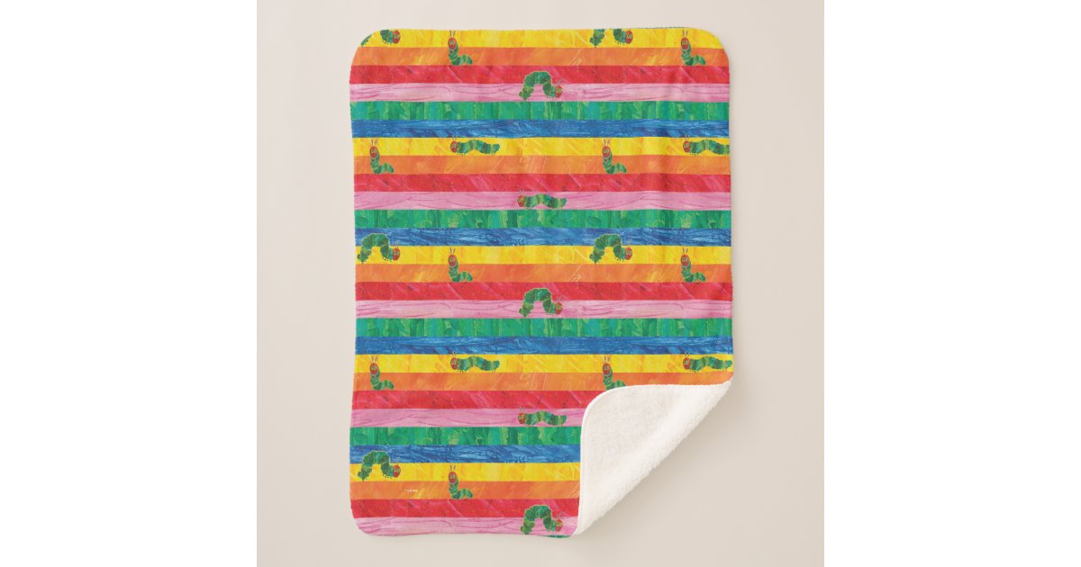 Eric Carle | Caterpillar Rainbow Stripe Pattern Sherpa Blanket | Zazzle