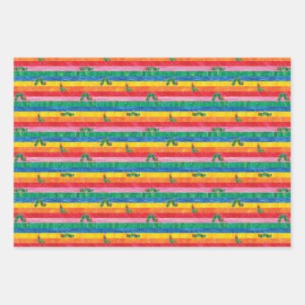 Eric Carle | Caterpillar Rainbow Stripe Pattern Wrapping Paper Sheets ...