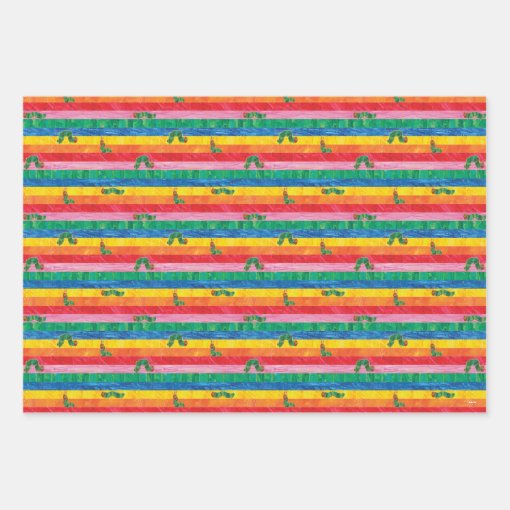 Eric Carle | Caterpillar Rainbow Stripe Pattern Wrapping Paper Sheets ...