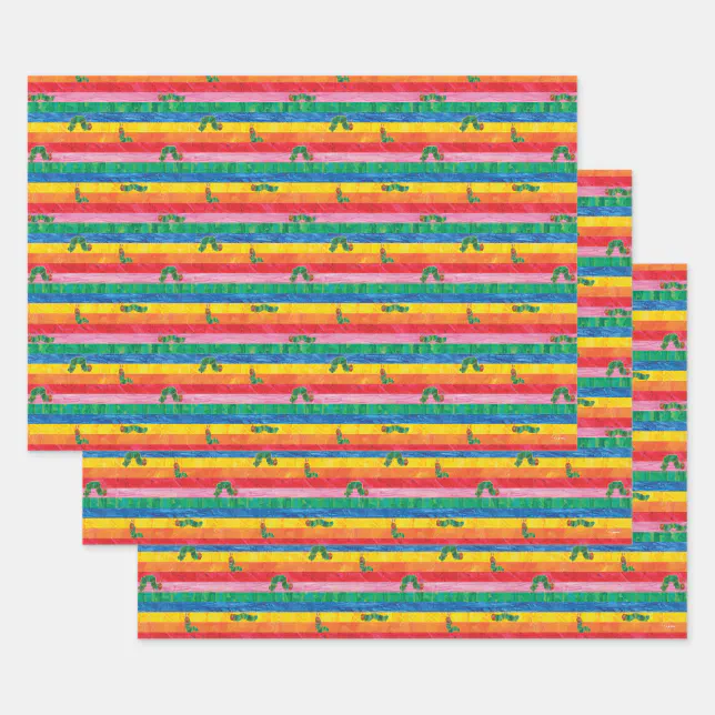 Eric Carle | Caterpillar Rainbow Stripe Pattern Wrapping Paper Sheets ...