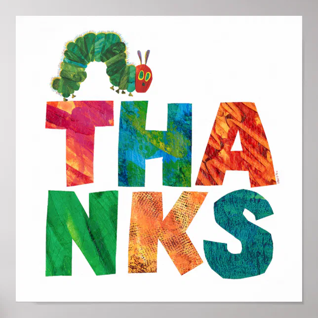 Eric Carle | Thanks Caterpillar Poster | Zazzle