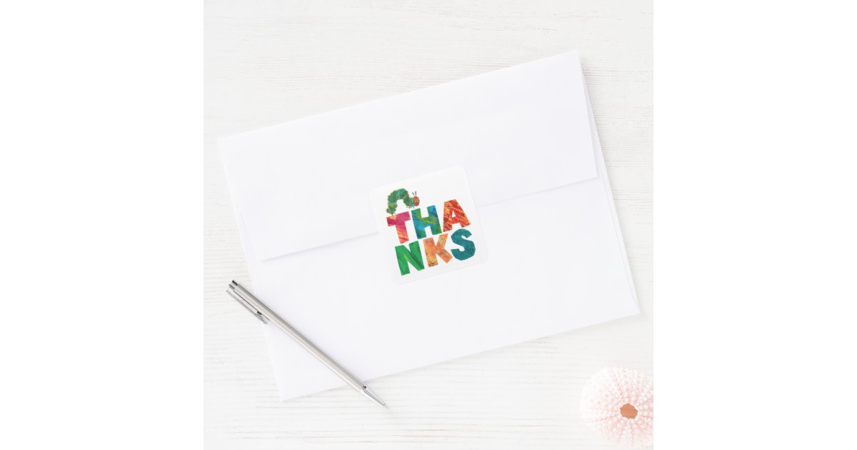 Eric Carle | Thanks Caterpillar Square Sticker | Zazzle