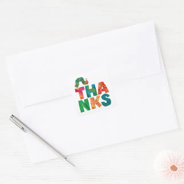 Eric Carle | Thanks Caterpillar Square Sticker | Zazzle