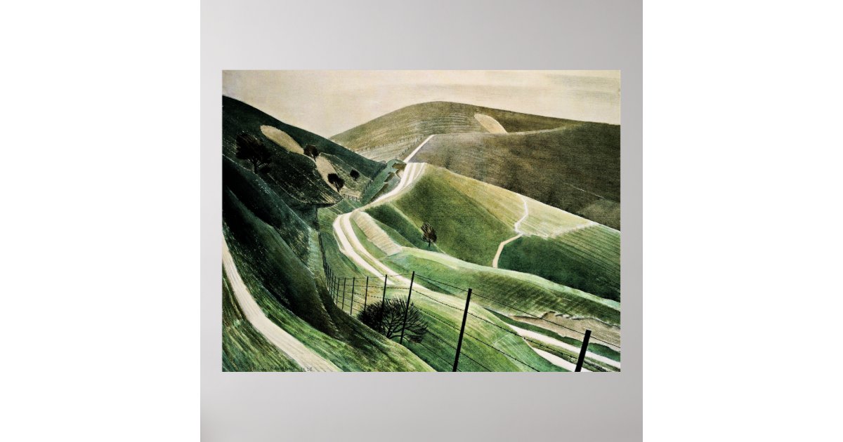 Eric Ravilious - Chalk Paths, famous artwork Poster | Zazzle