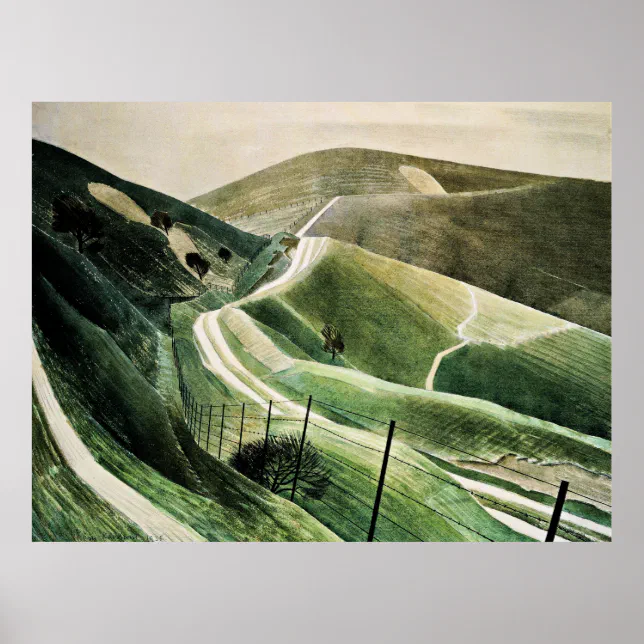 Eric Ravilious - Chalk Paths, famous artwork Poster | Zazzle