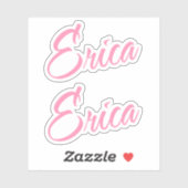 Erica Decorative Name in Pink x2 Sticker | Zazzle