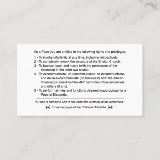 Erisian Discordian POEE Pope Cards | Zazzle