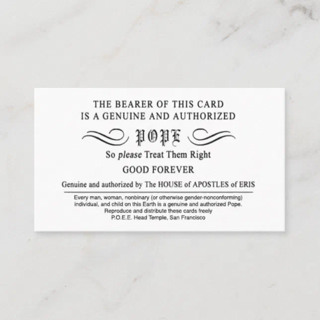 Erisian Discordian POEE Pope Cards | Zazzle