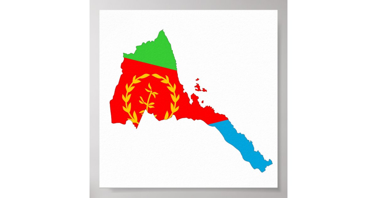 Eritrea country flag map shape silhouette poster | Zazzle