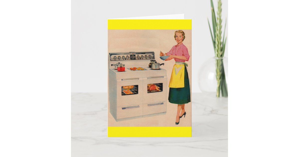 Erma and her double-barreled oven card | Zazzle