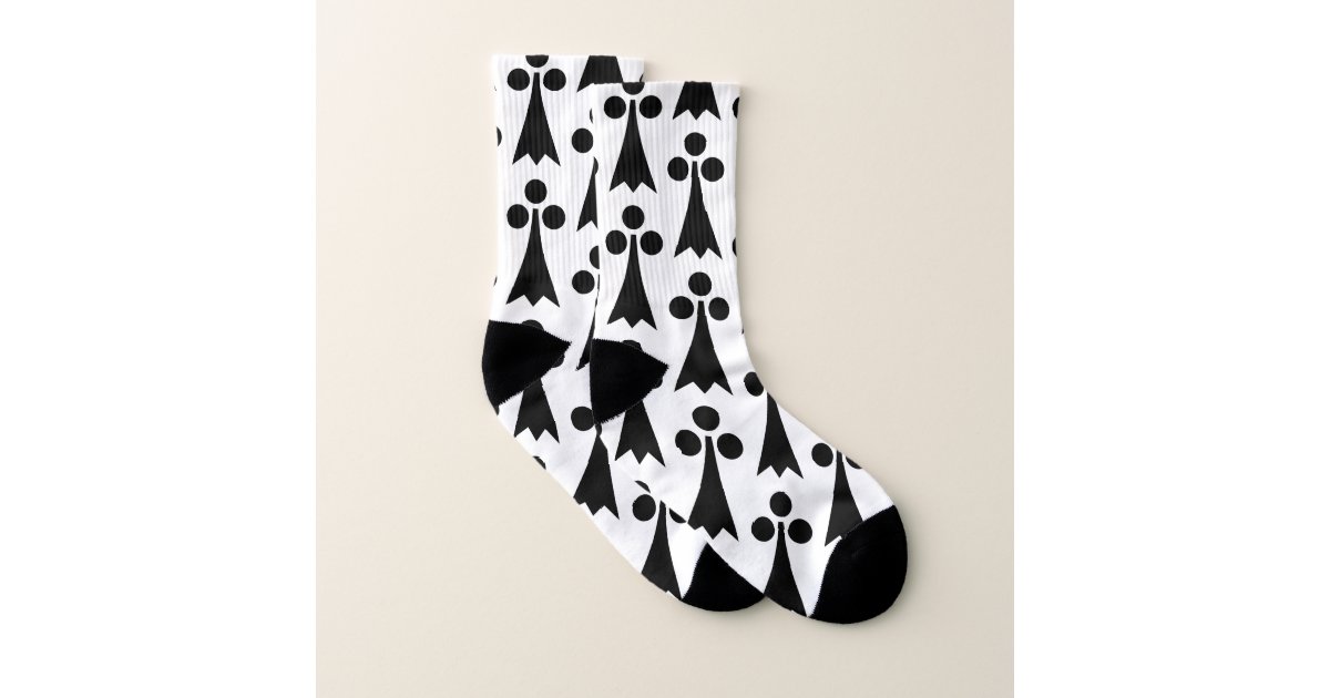 Ermine Pattern, Medieval Pattern, Black on White Socks | Zazzle