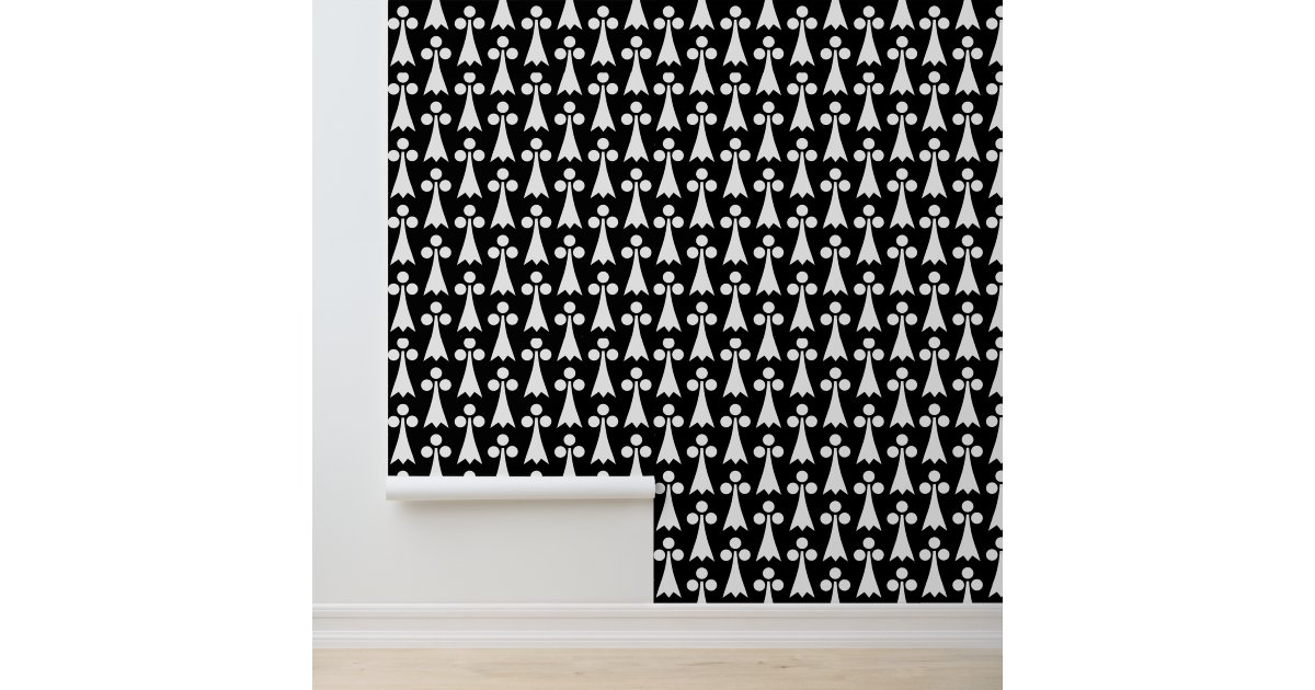 Ermine Pattern, Medieval Pattern, White on Black Wallpaper | Zazzle