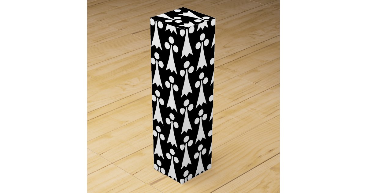 Ermine Pattern, Medieval Pattern, White on Black Wine Box | Zazzle