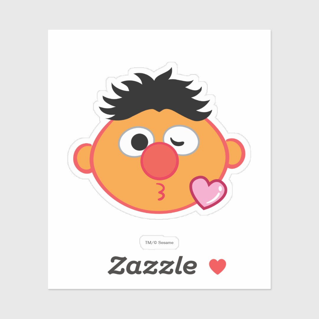 Ernie Face Throwing a Kiss Sticker | Zazzle