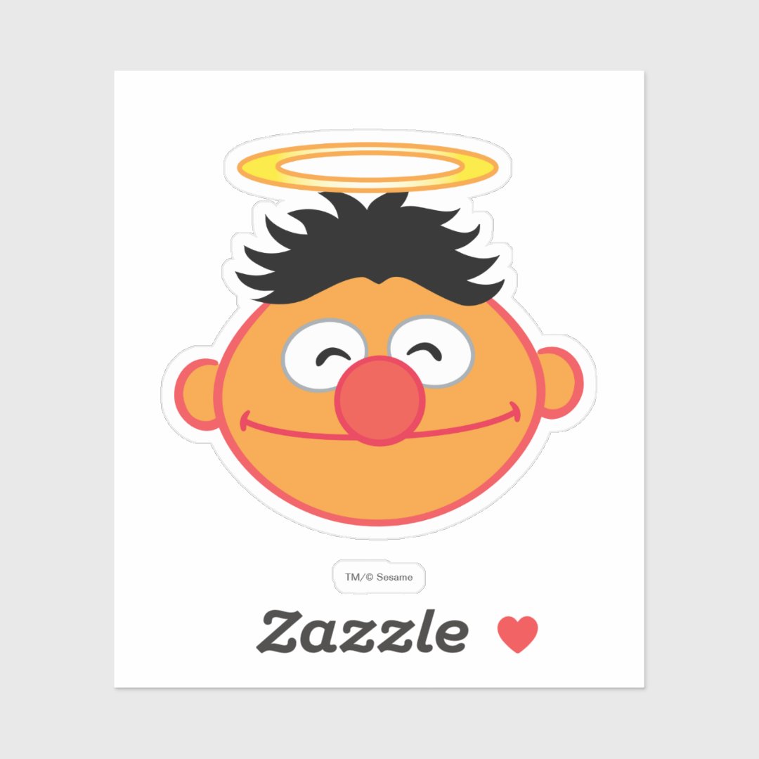 Ernie Smiling Face with Halo Sticker | Zazzle