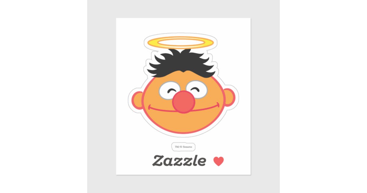 Ernie Smiling Face with Halo Sticker | Zazzle