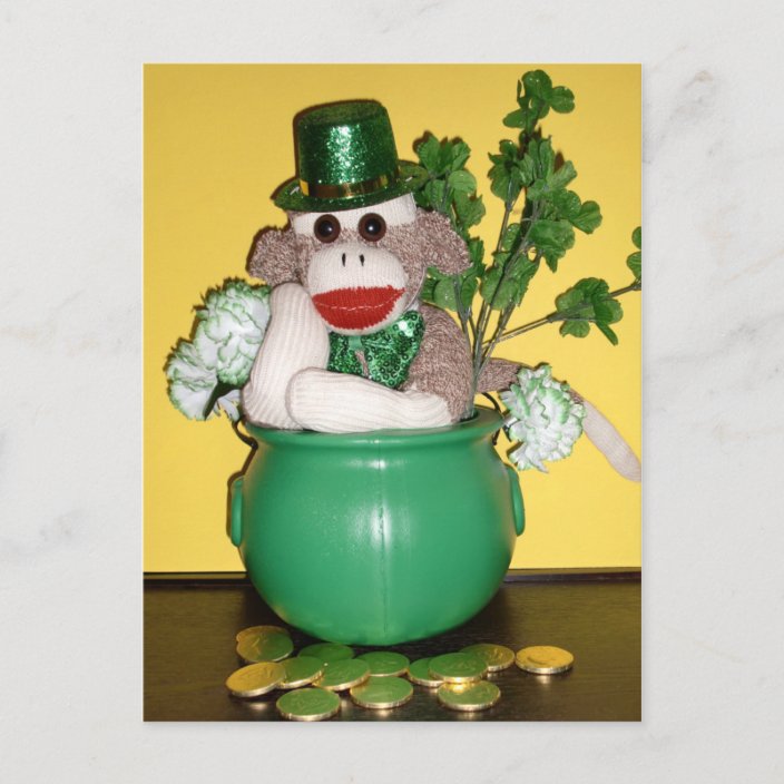 Ernie the Sock Monkey St. Patrick's Day Postcard | Zazzle.com