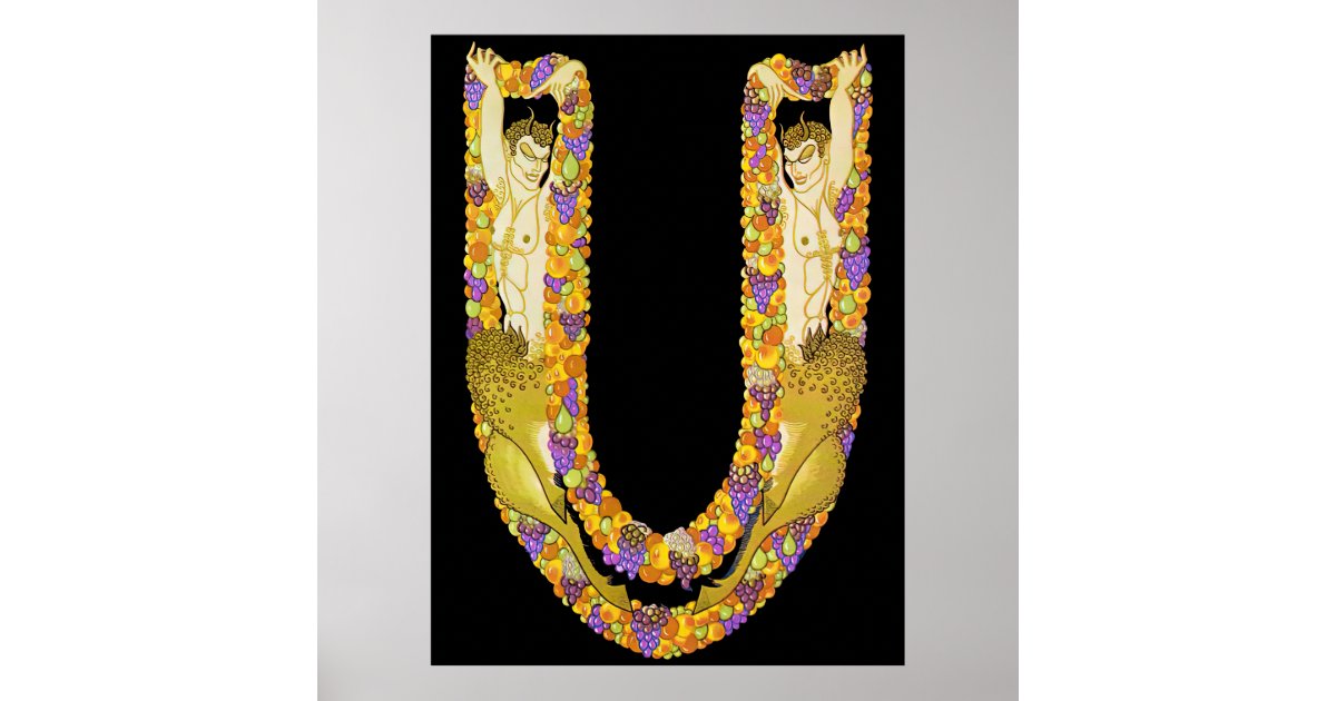 Erté - The Letter U from the Alphabet Suite, 1976 Poster | Zazzle