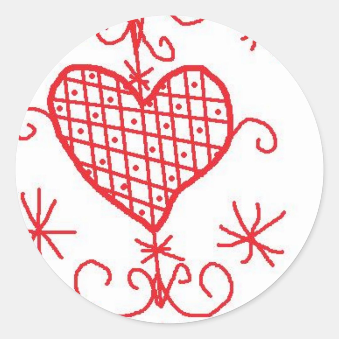 Erzulie Red Heart Veve Voodoo Hoodoo Love Sigil Classic Round Sticker ...