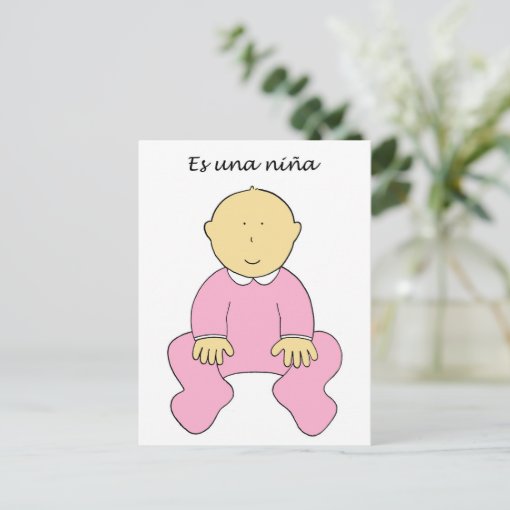 Es una Niña It's a Girl in Spanish Announcement Postcard | Zazzle
