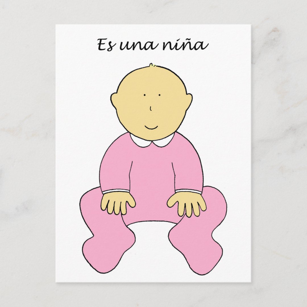 Es una Niña It's a Girl in Spanish Announcement Postcard | Zazzle
