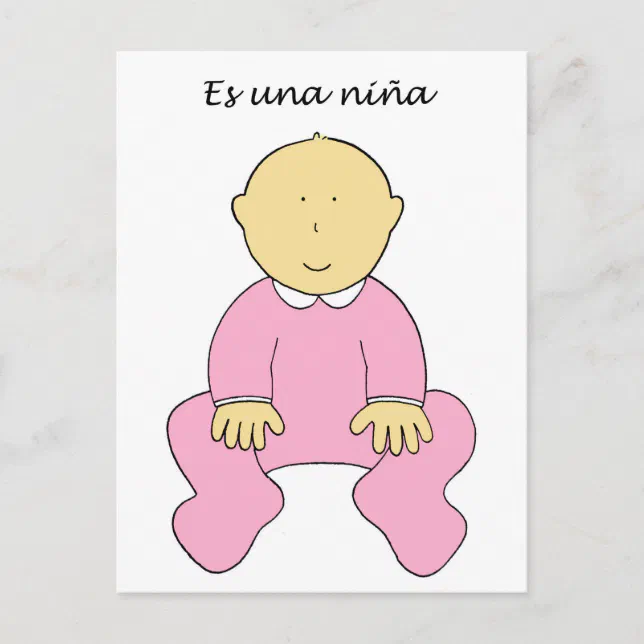Es una Niña It's a Girl in Spanish Announcement Postcard | Zazzle