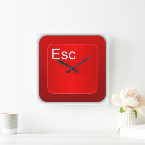 Escape Computer Button Wall Clock | Zazzle