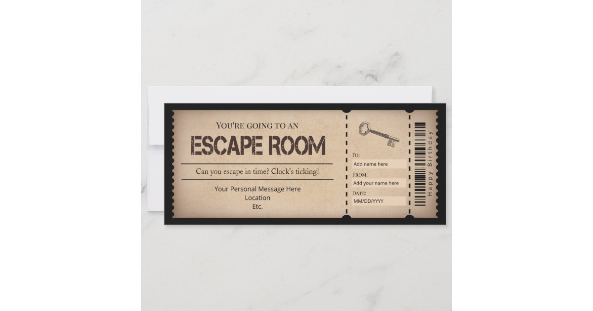 Escape Room Gift Ticket Voucher Template | Zazzle