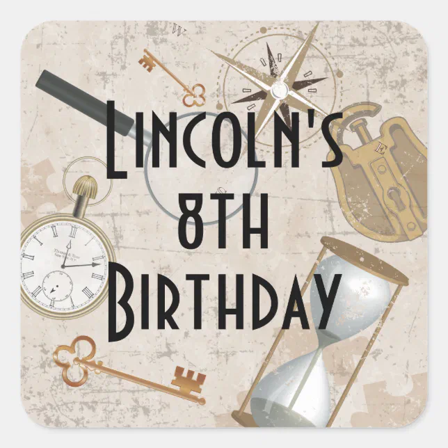 Escape Room Scavenger Hunt Puzzle Personalized Square Sticker | Zazzle