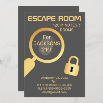 Escape room true crime birthday party invitation | Zazzle