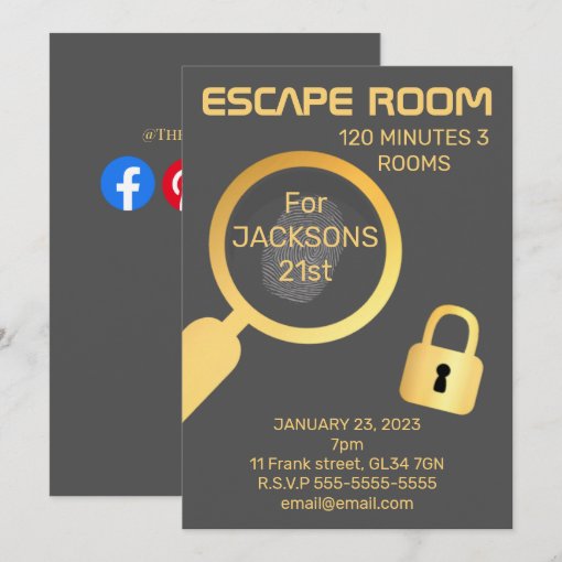 Escape room true crime birthday party invitation | Zazzle