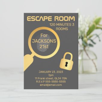 Escape room true crime birthday party invitation | Zazzle