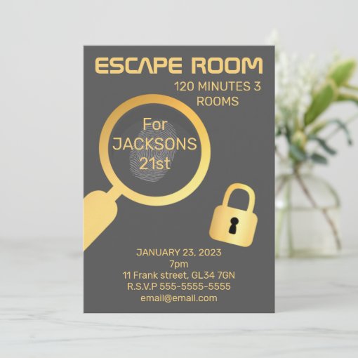 Escape room true crime birthday party invitation | Zazzle