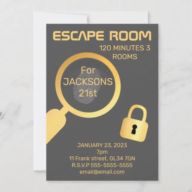 Escape room true crime birthday party invitation | Zazzle