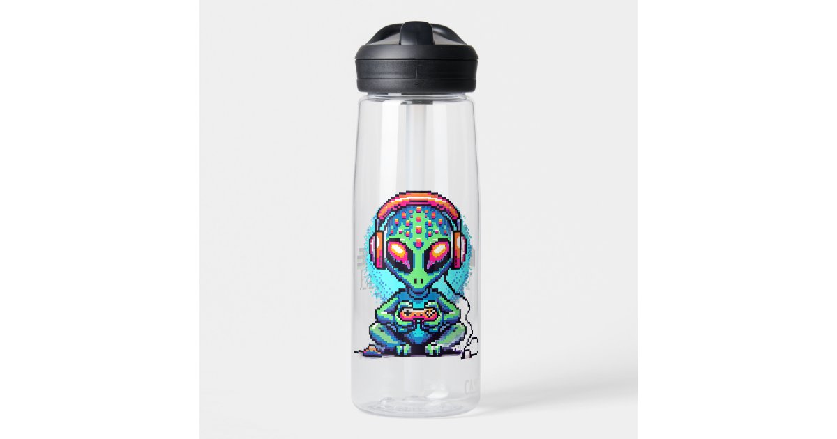 Escape Your World | Pixel Art Alien Water Bottle | Zazzle