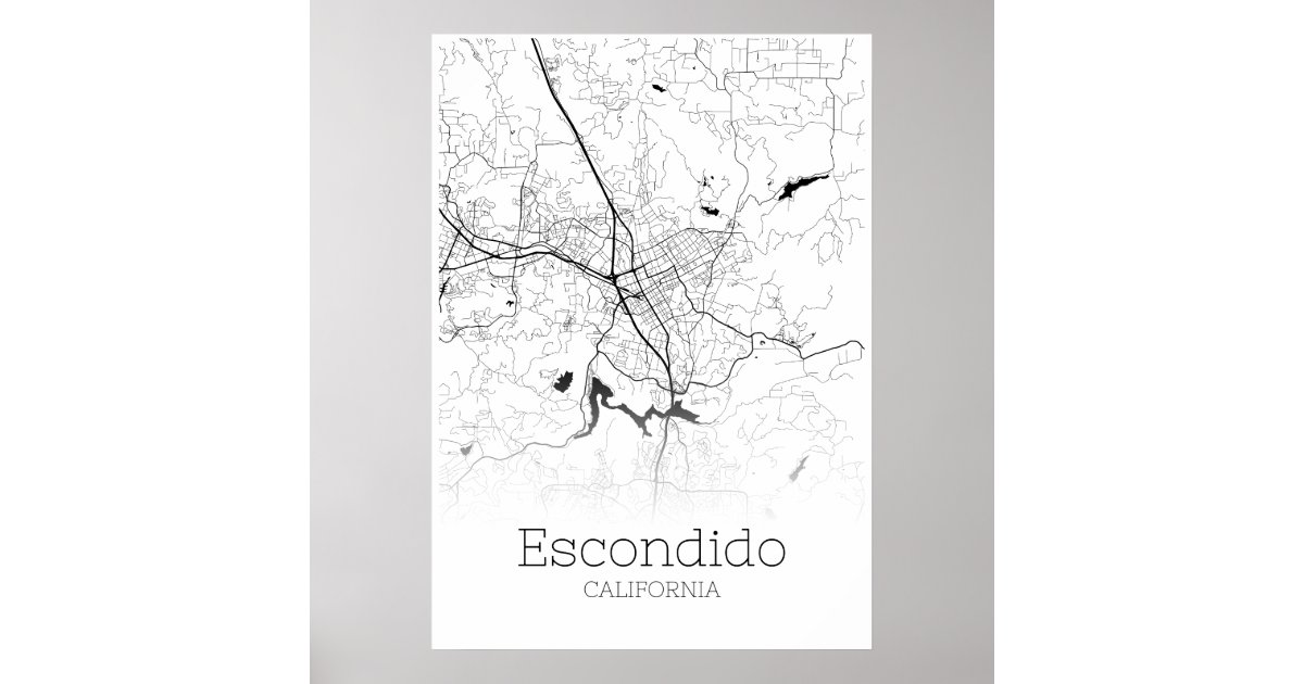 Escondido Map - California - City Map Poster | Zazzle