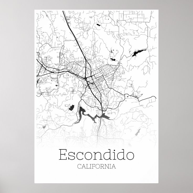 Escondido Map - California - City Map Poster | Zazzle