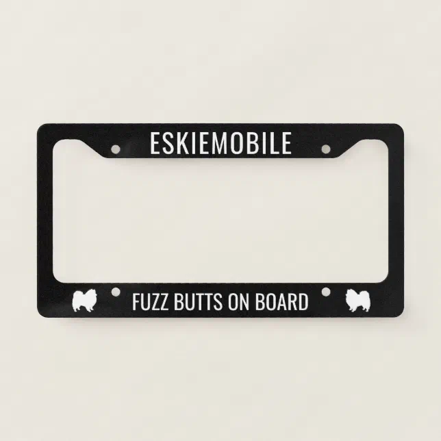 ESKIEMOBILE American Eskimo Dogs Fuzz Butts License Plate Frame | Zazzle