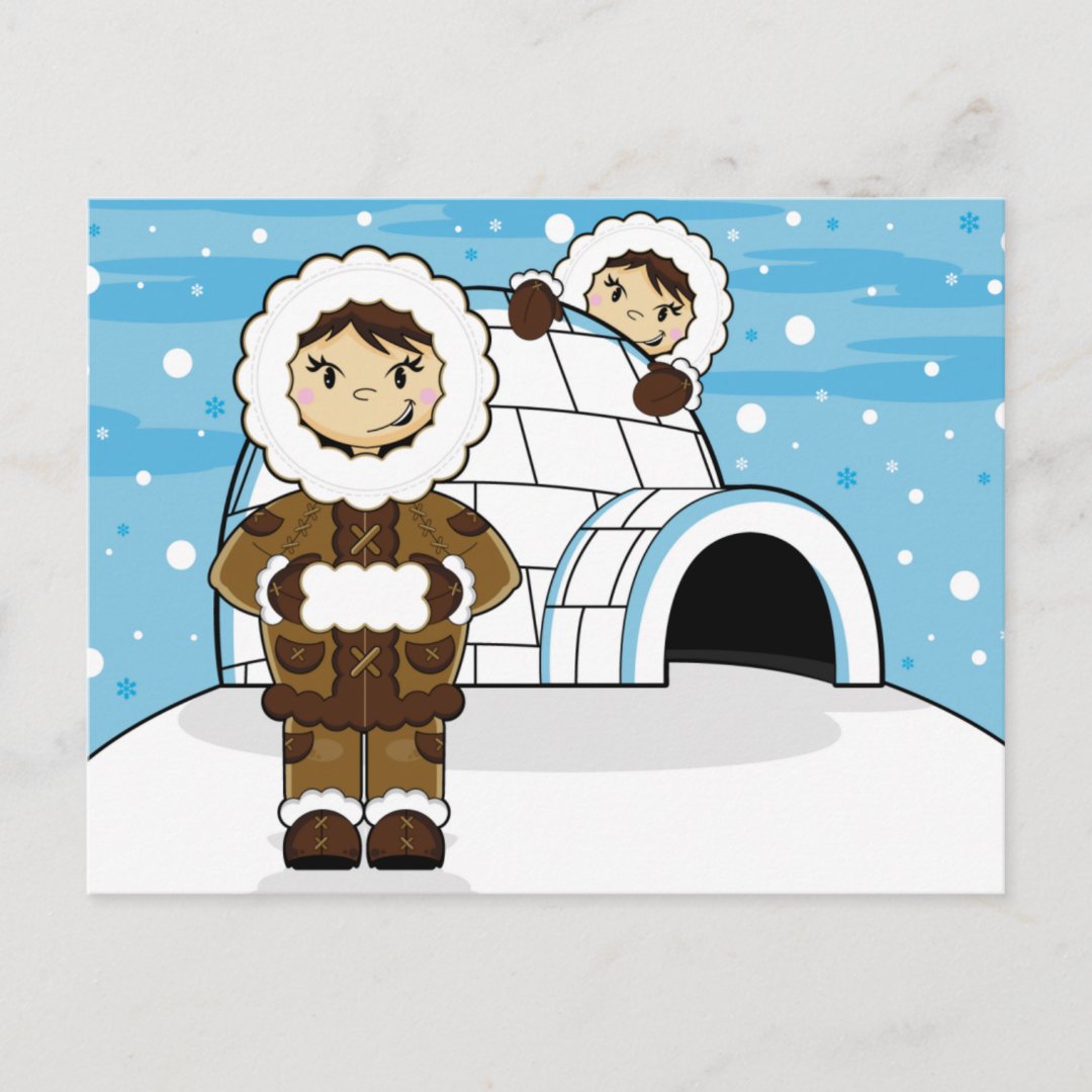 Eskimo & Igloo Postcard | Zazzle