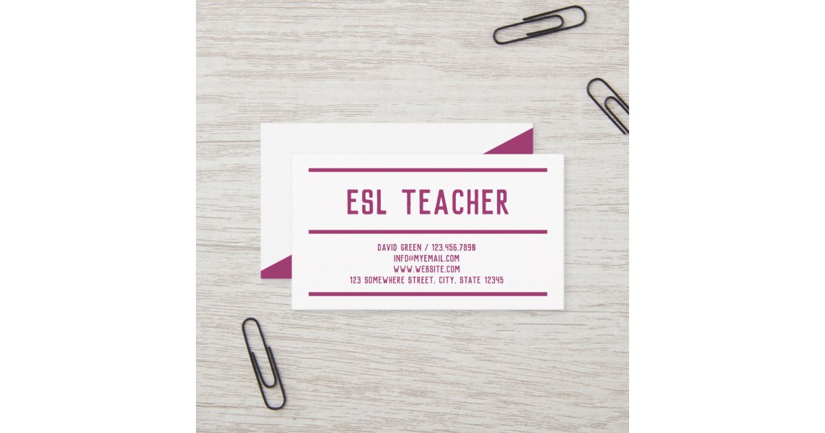 ESL English Teacher Business Card | Zazzle
