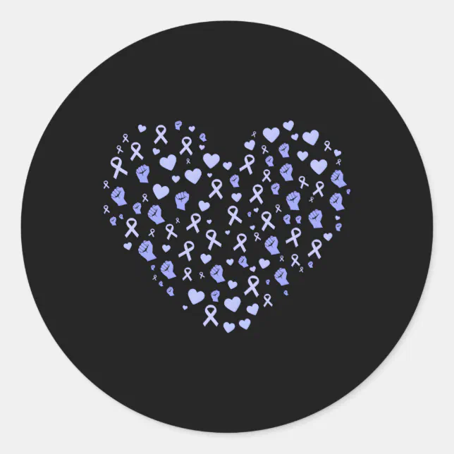 Esophageal Cancer Awareness He Periwinkle Ribbon Classic Round Sticker ...