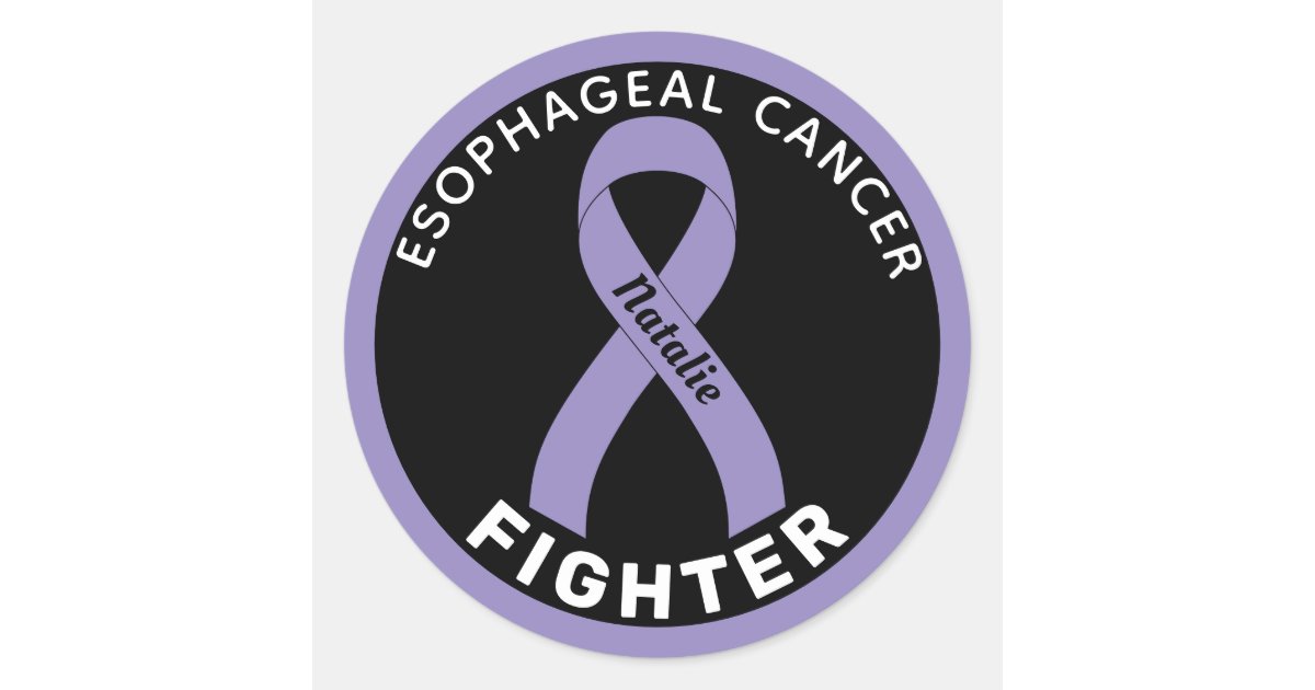 Esophageal Cancer Fighter Ribbon Black Classic Round Sticker | Zazzle