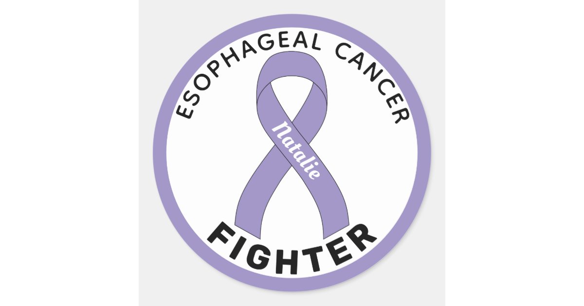 Esophageal Cancer Fighter Ribbon White Classic Round Sticker | Zazzle