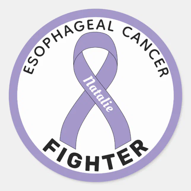 Esophageal Cancer Fighter Ribbon White Classic Round Sticker | Zazzle