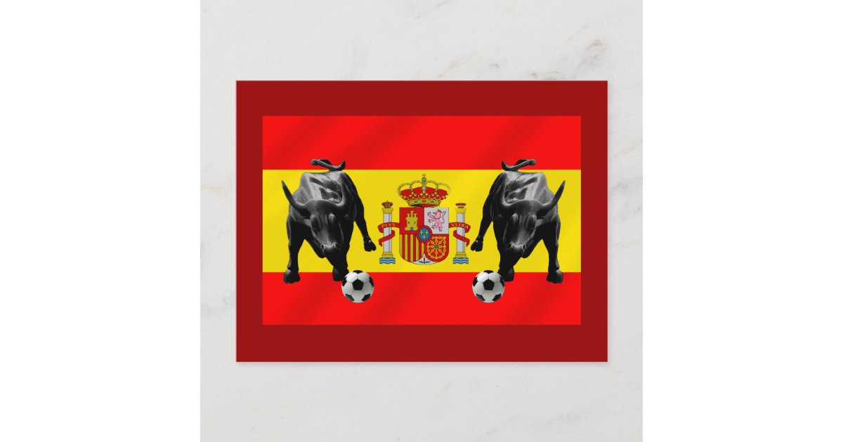 España La Furia Roja futbol Toro Flag of Spain Postcard | Zazzle