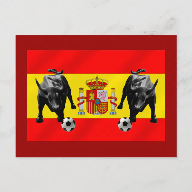 España La Furia Roja futbol Toro Flag of Spain Postcard | Zazzle