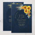 Espanol Invitación Boda Rustic Blue Sunflowers Invitation | Zazzle